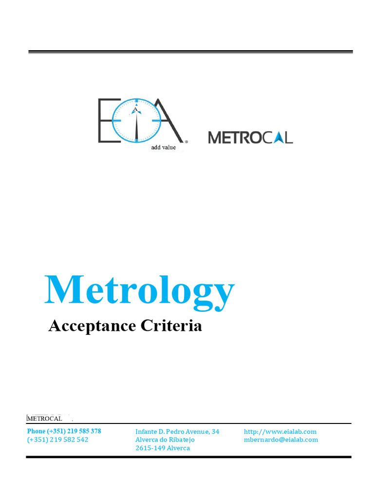 Acceptance Criteria Manual | PDF | Metrology | Calibration