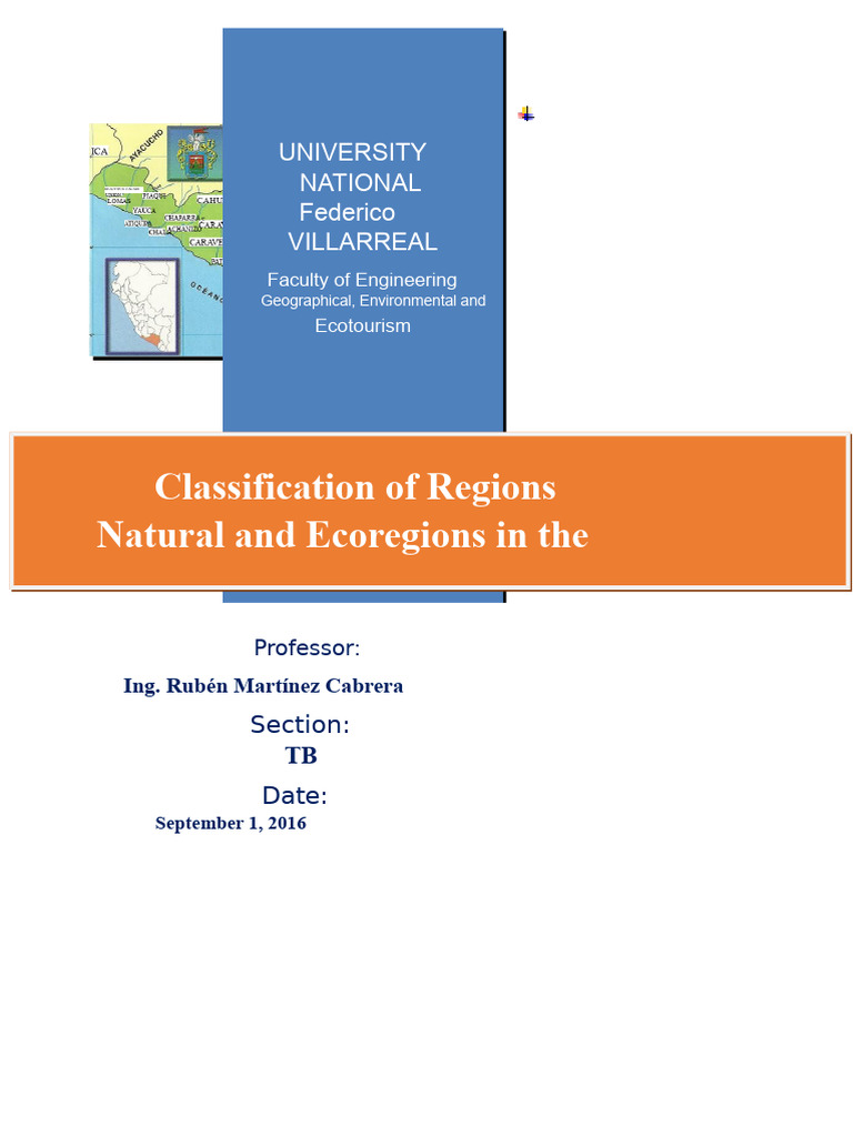 Classification of Natural Regions and Ecoregions in The Department of ...