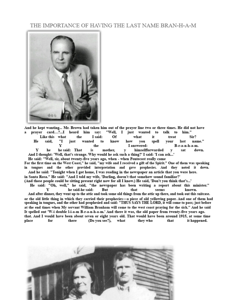The Importance of Having The Last Name Bran-H-A-M | PDF ...