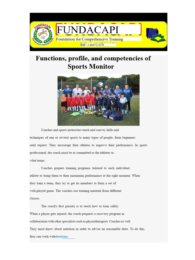 Functions, Profile, and Competencies of The Sports Monitor | PDF ...