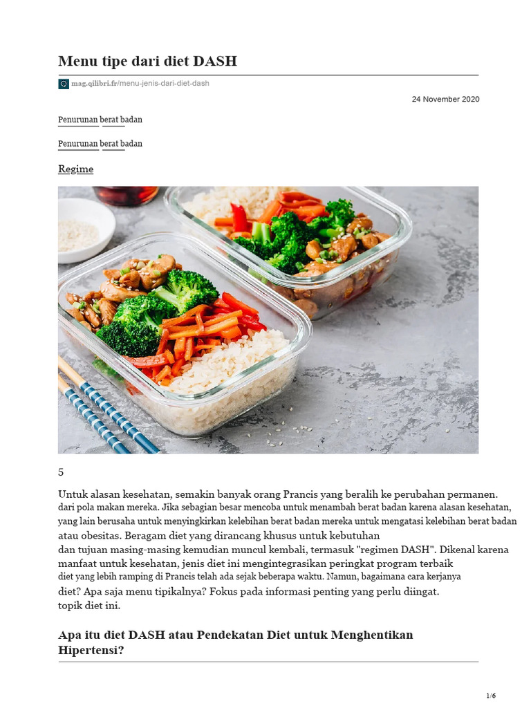 Menu Sehat Diet DASH untuk Kesehatan | PDF