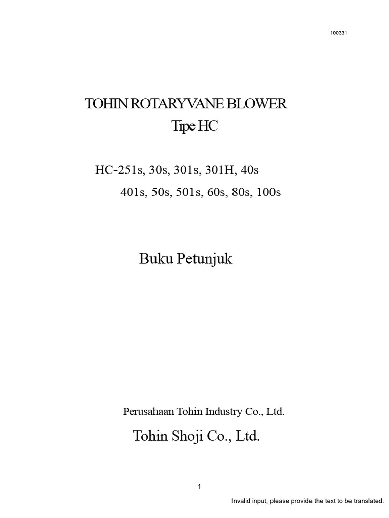 Panduan Keselamatan Blower Tohin HC | PDF