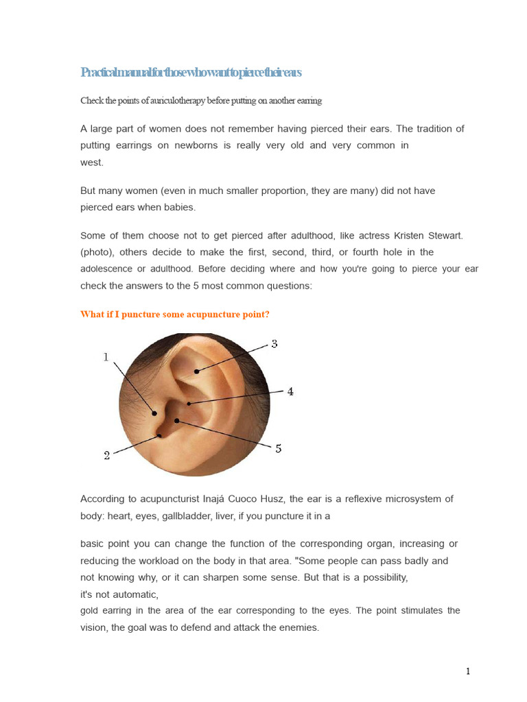 Ear Piercing Guide and Aftercare Tips | PDF | Diseases And Disorders ...