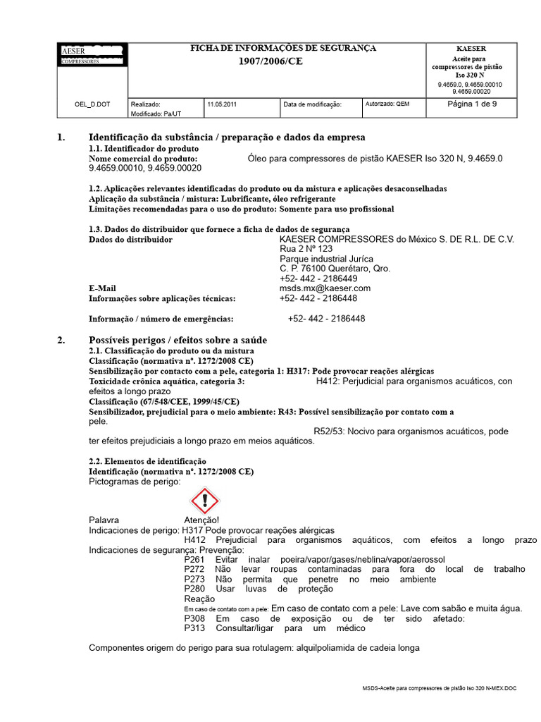 7.-ÓLEO SINTÉTICO KEASER SB-320 OMEGA | PDF | Toxicidade | Diesel