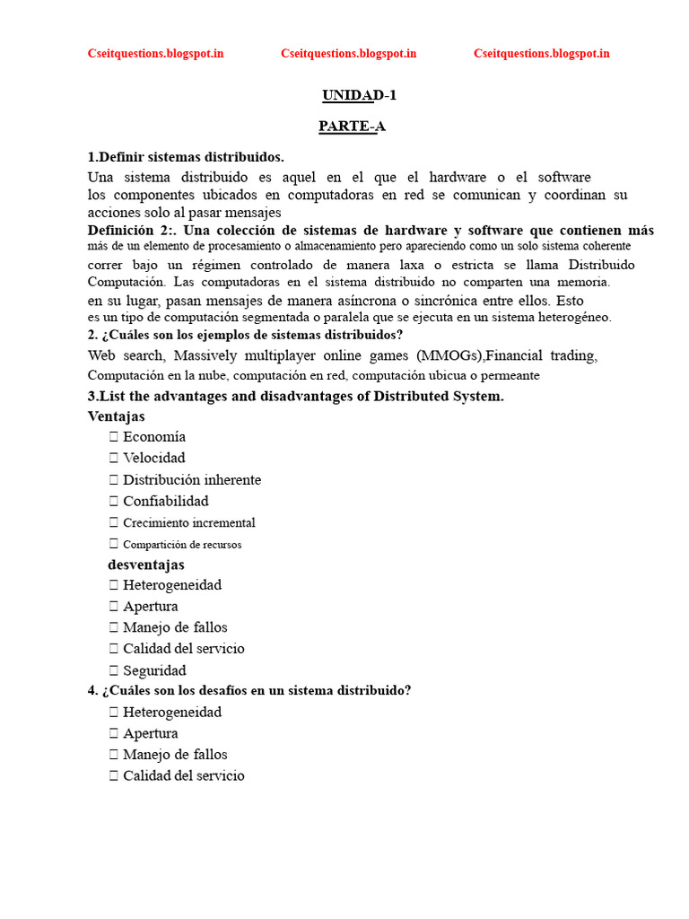 Tercer Año, Sexto Semestre CS6601 Sistema Distribuido 2 Puntos Con ...