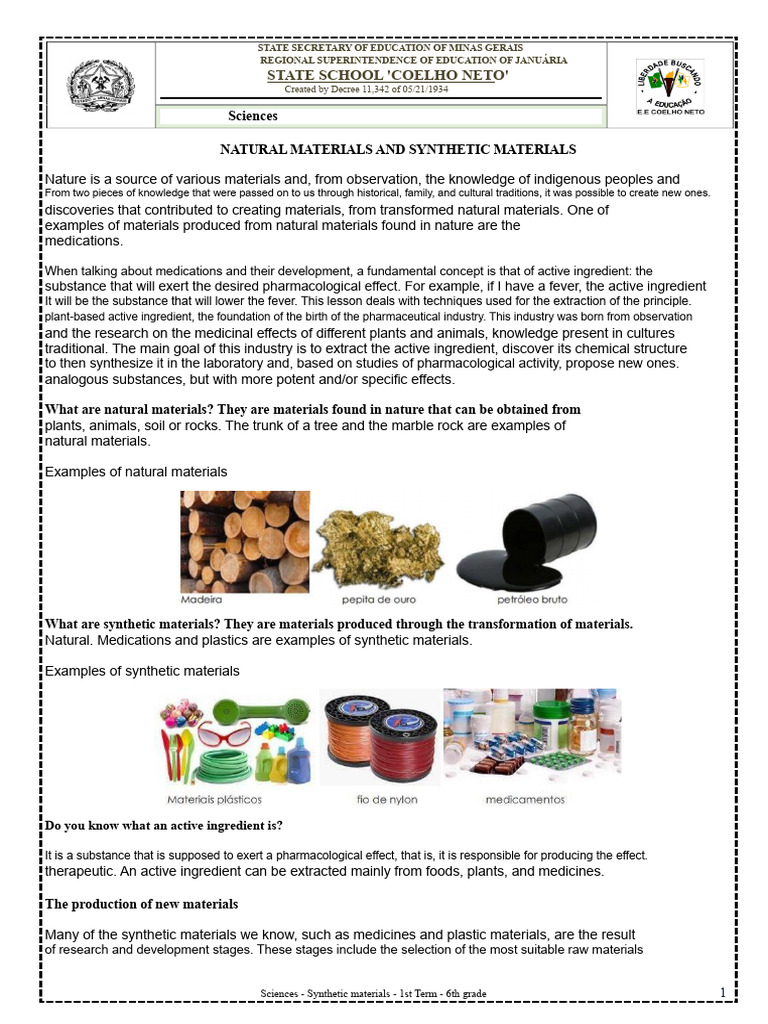 Natural vs. Synthetic Materials Explained | PDF | Fibers | Organic ...