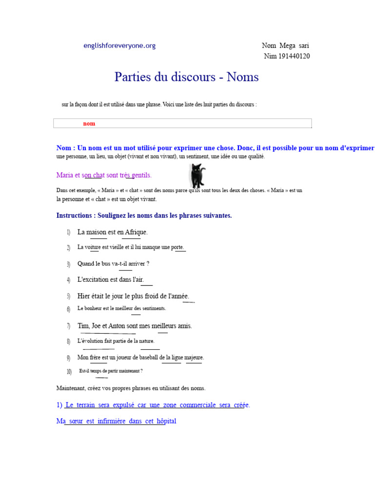 Comprendre les parties du discours | PDF | Nature (grammaire) | Verbe