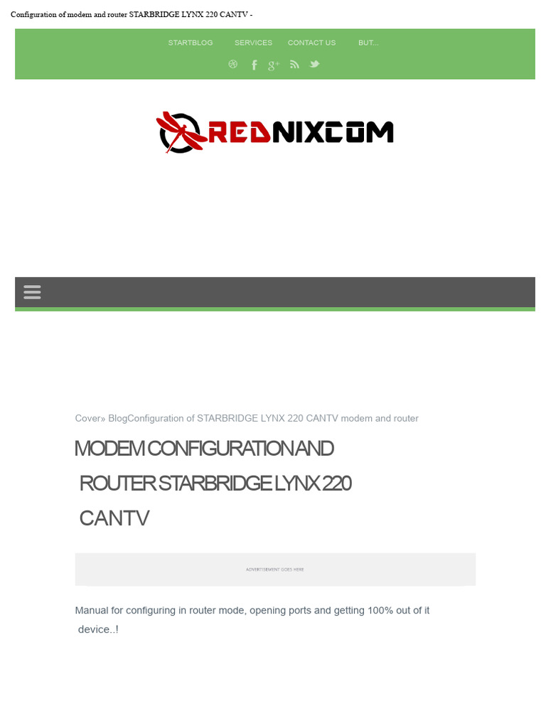 Configuration of Modem and Router STARBRIDGE LYNX 220 CANTV | PDF | Ip ...
