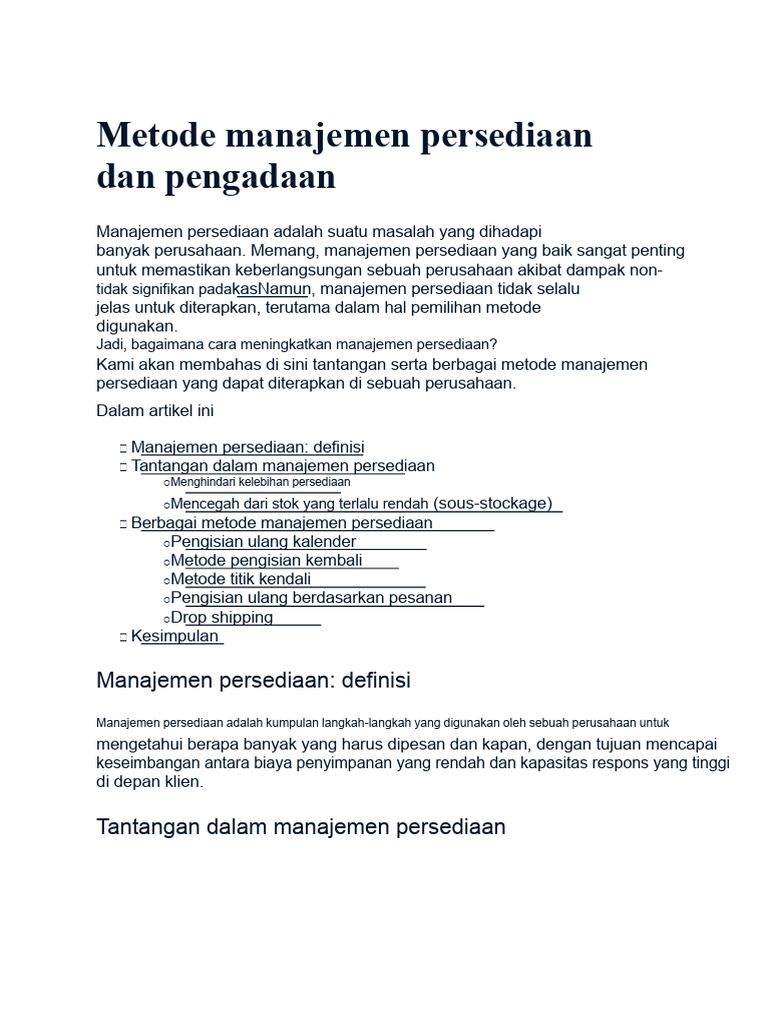 Metode Manajemen Persediaan dan Pengadaan | PDF