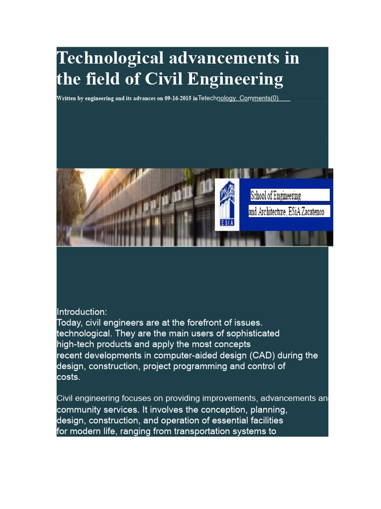Technological Advances in The Field of Civil Engineering | PDF ...