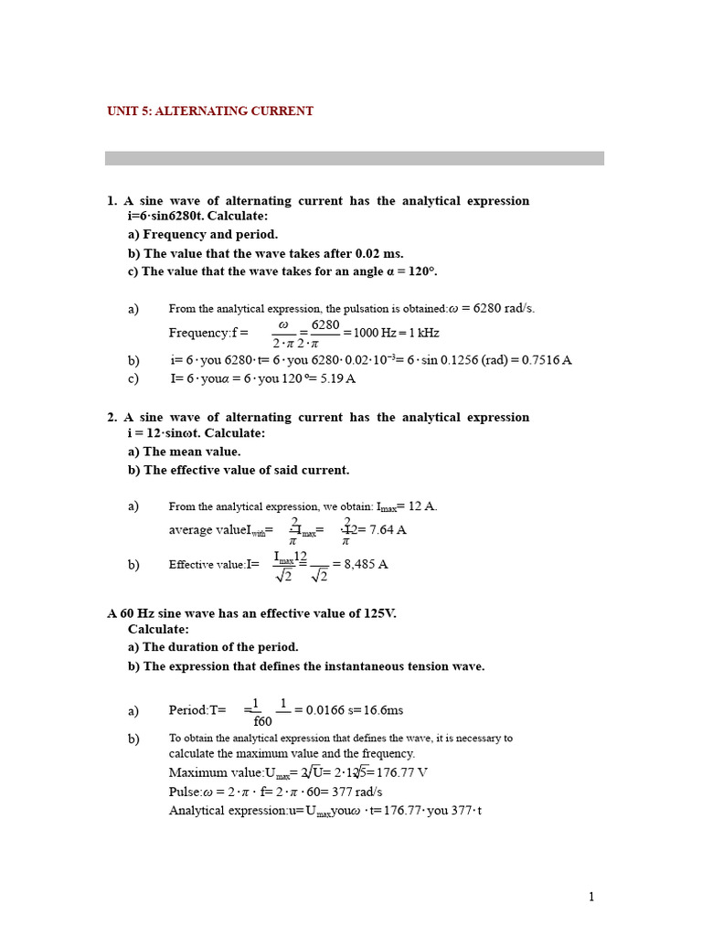Alternating Current Solutions | PDF | Electrical Impedance | Ac Power