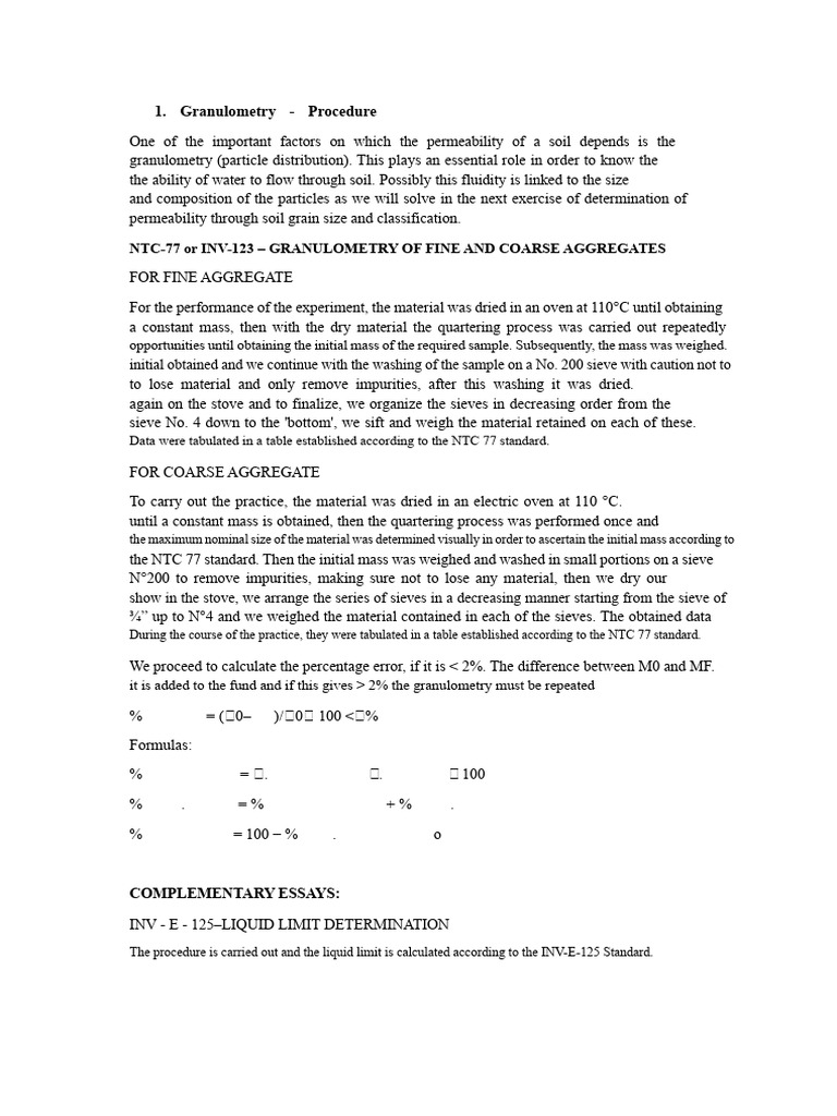 Granulometry and Soil Permeability Analysis | PDF | Soil | Particle ...
