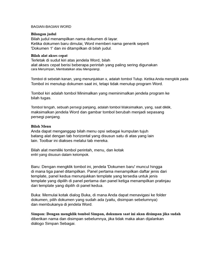 Glosari Bagian-Bagian Word | PDF