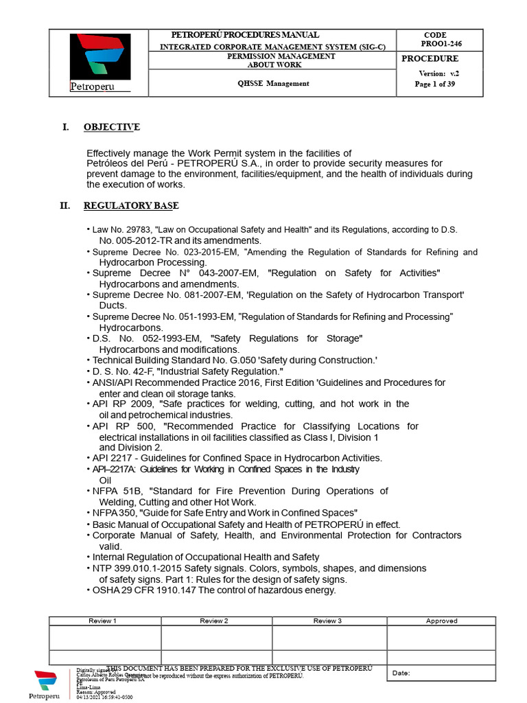 PROO1-246 - v.2 WORK PERMIT MANAGEMENT | PDF | Safety | Occupational ...