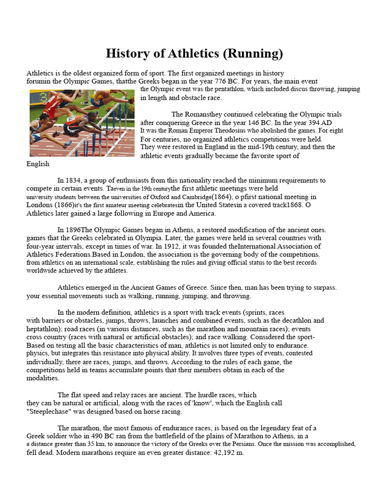 History of Athletics | PDF | Track And Field | Marathon