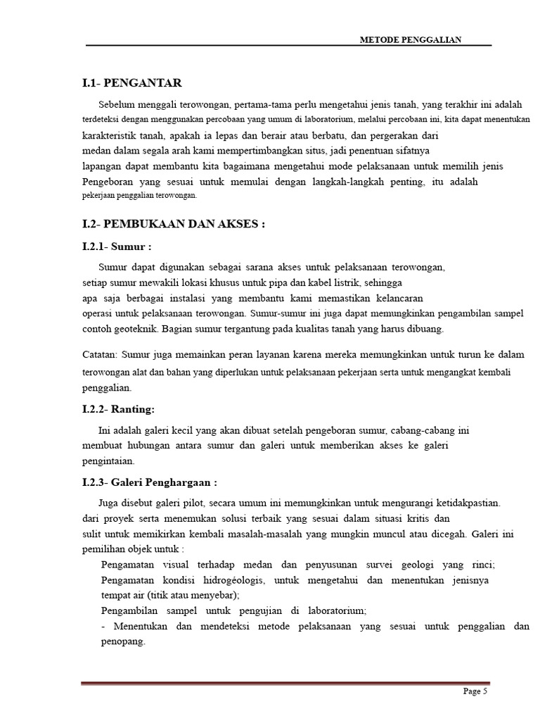 Metode Penggalian Terowongan Efektif | PDF