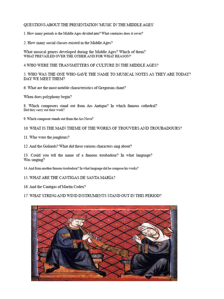 Questions About The Presentation Music in The Middle Ages | PDF