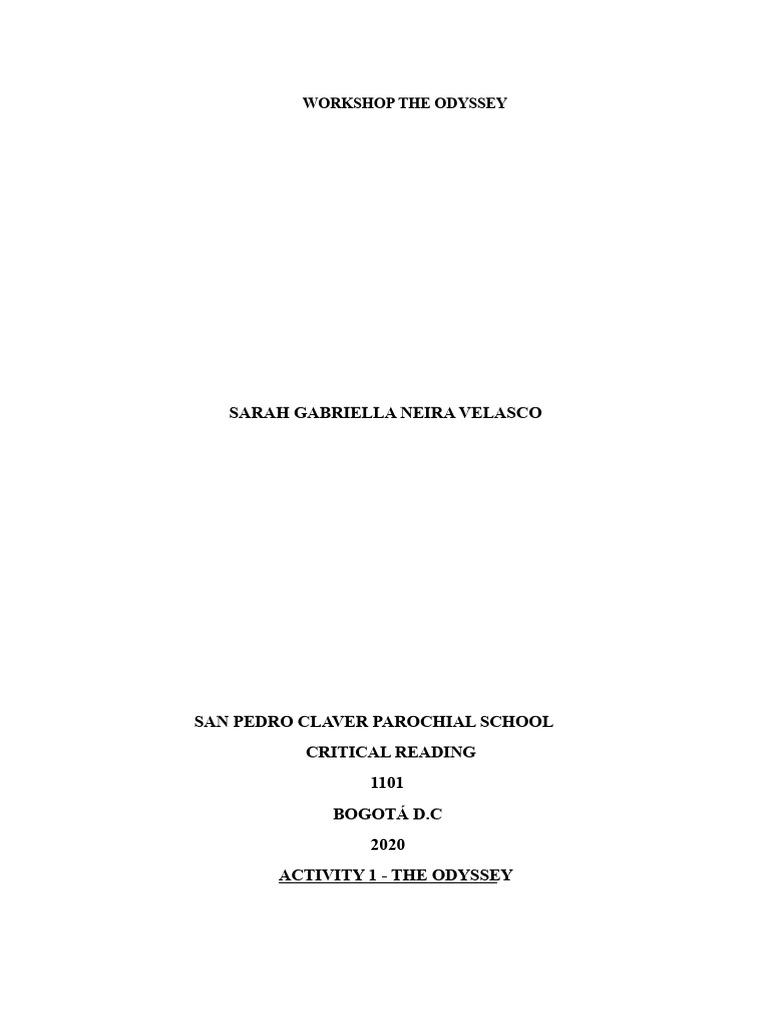 ACTIVITY 1 The Odyssey | PDF | Odysseus | Odyssey
