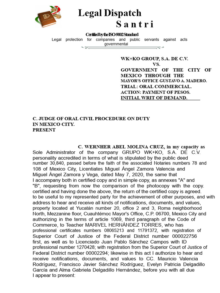 Legal Action Against Mexico City Government | PDF | Debt | Invoice