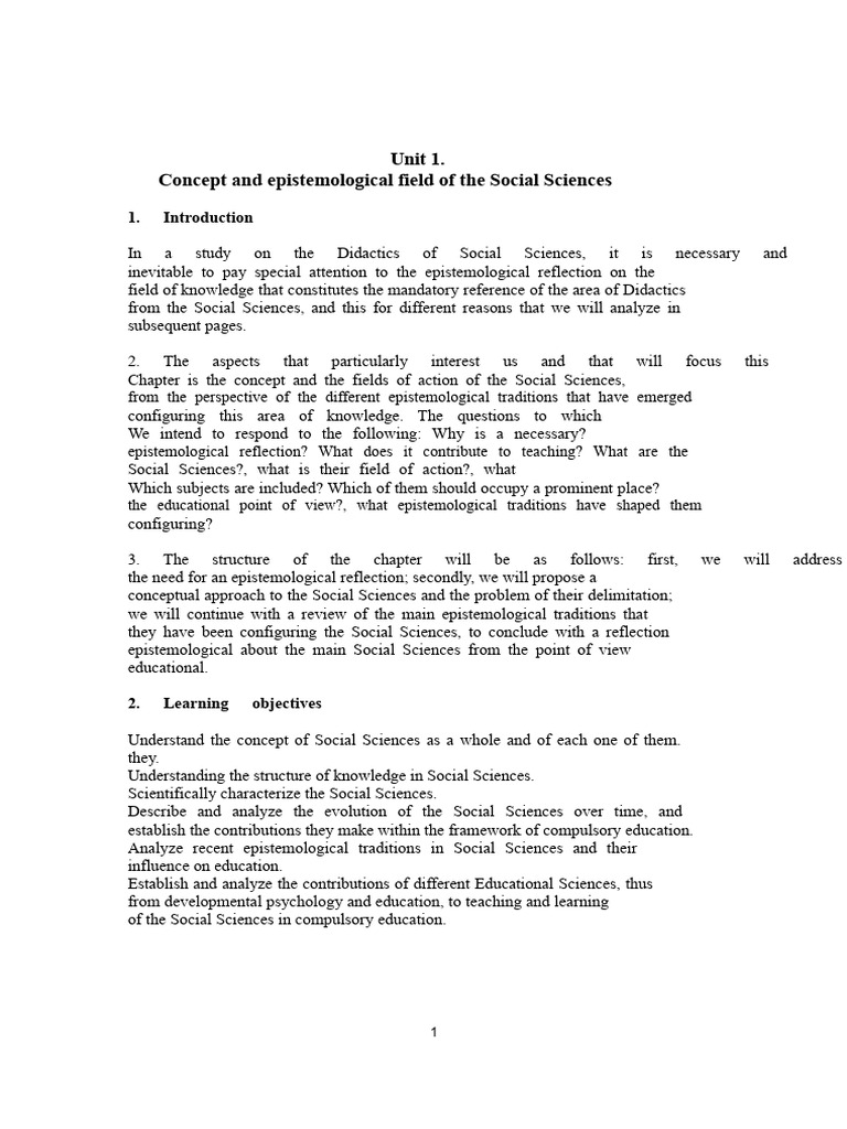 Unit 1. Concept and Epistemological Field of The Social Sciences | PDF | Social Sciences | Science