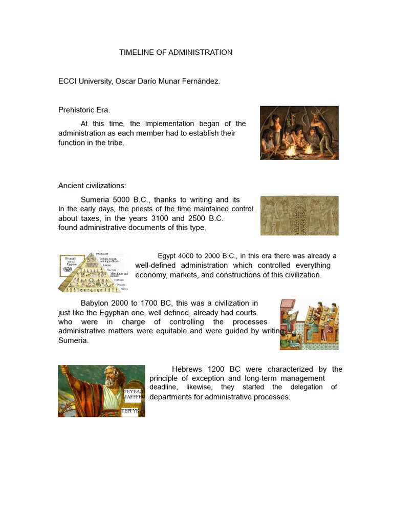 Timeline of Administration History | PDF | Civilization | Ancient Egypt