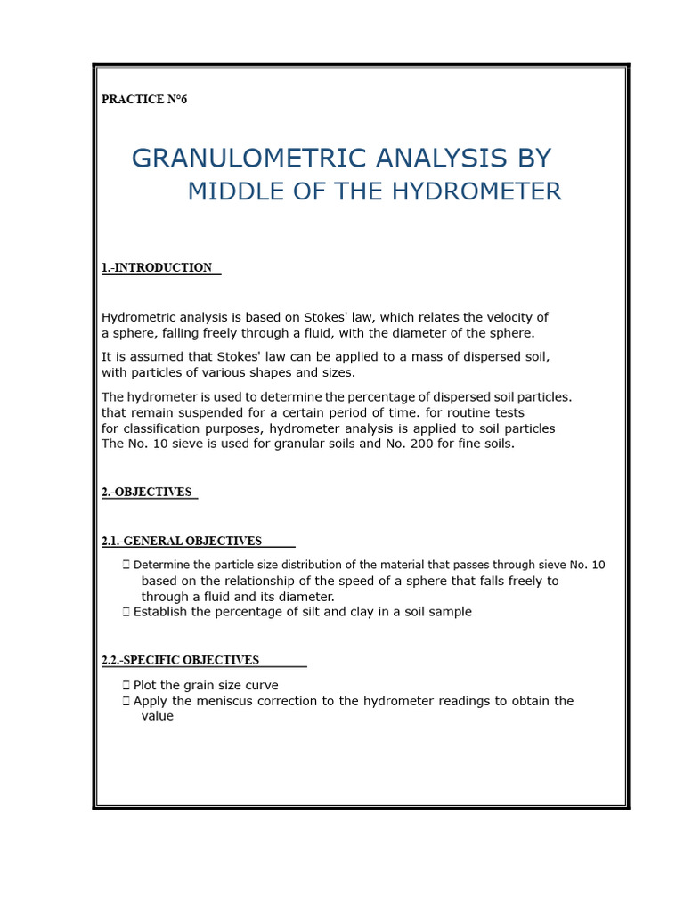 TEST WITH HYDROMETER | PDF | Particle Size Distribution | Soil