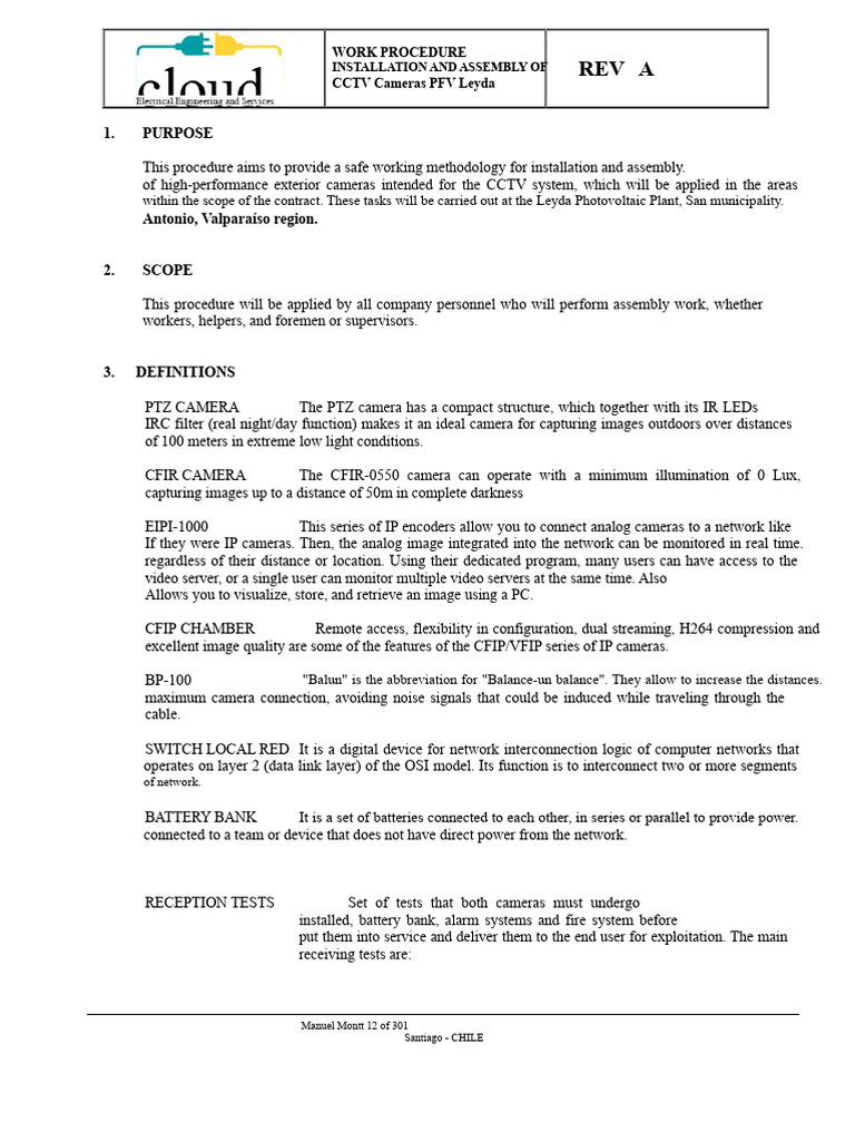 Work Procedure - CCTV Installation | PDF | Computer Network | Closed ...
