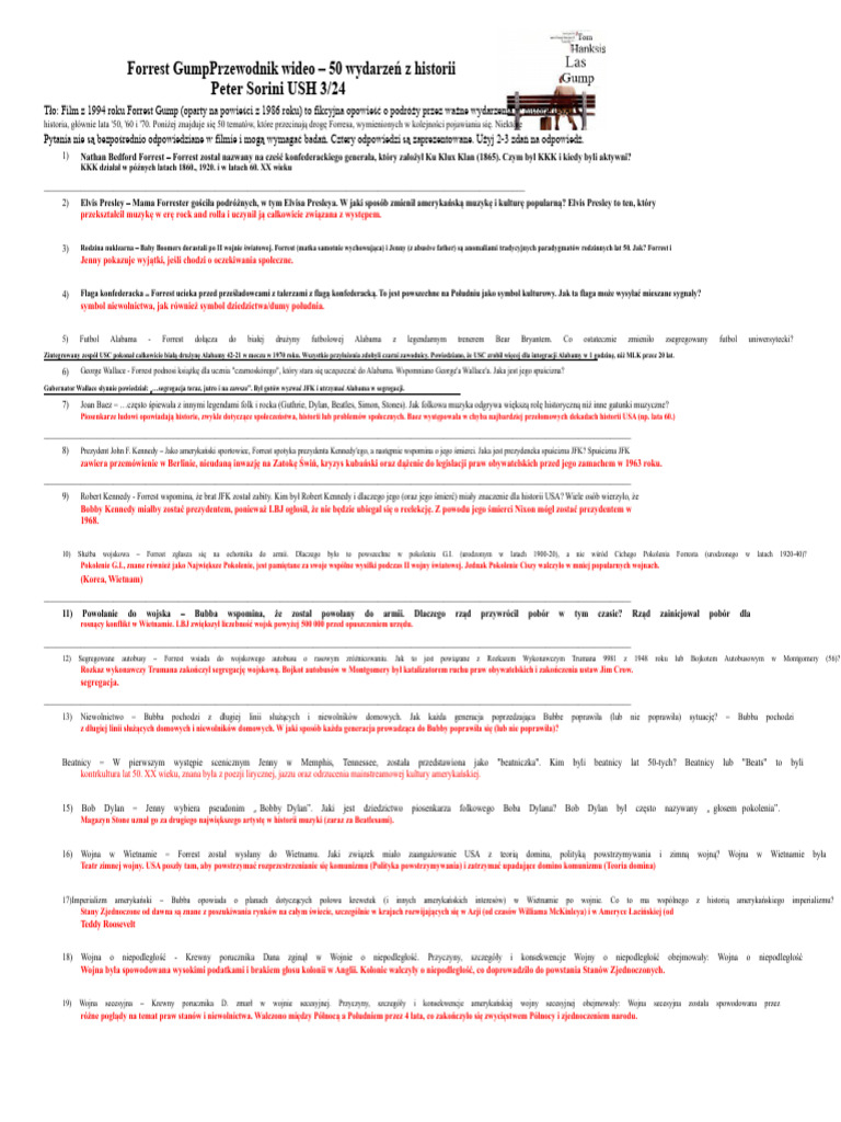 Kopia 50 Forrest Gump Video Guide | PDF
