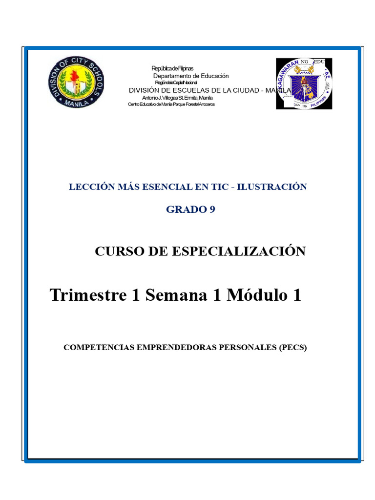 TLE-TE 9_Q1_W1_Mod1_ILIUSTRACIÓN DE TIC | PDF | Iniciativa empresarial | Aprendizaje