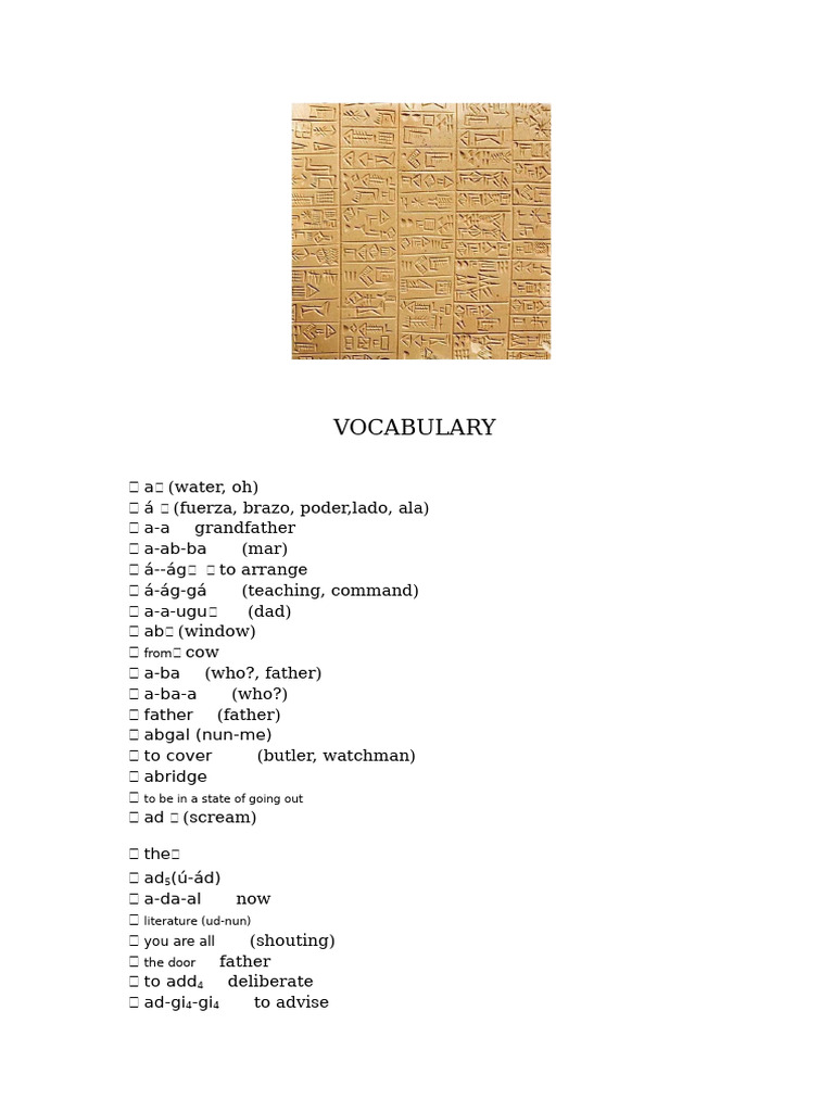 Vocabulary and Lexicon of Sumerian | PDF