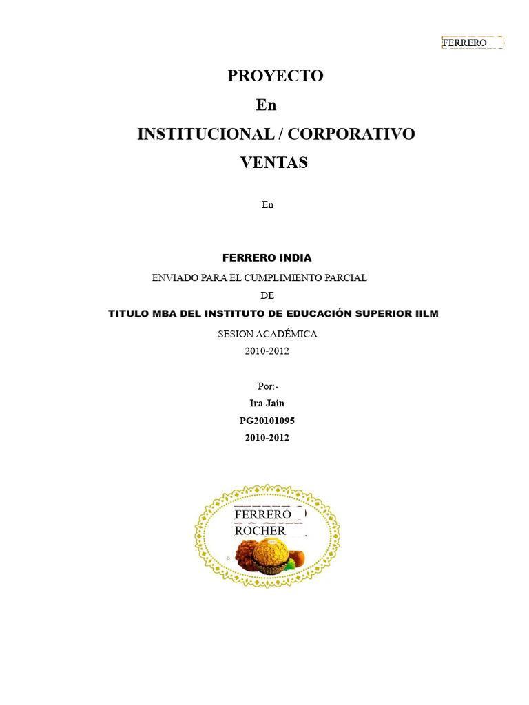PROYECTO Ferrero | PDF | Chocolate | Uso eficiente de energía