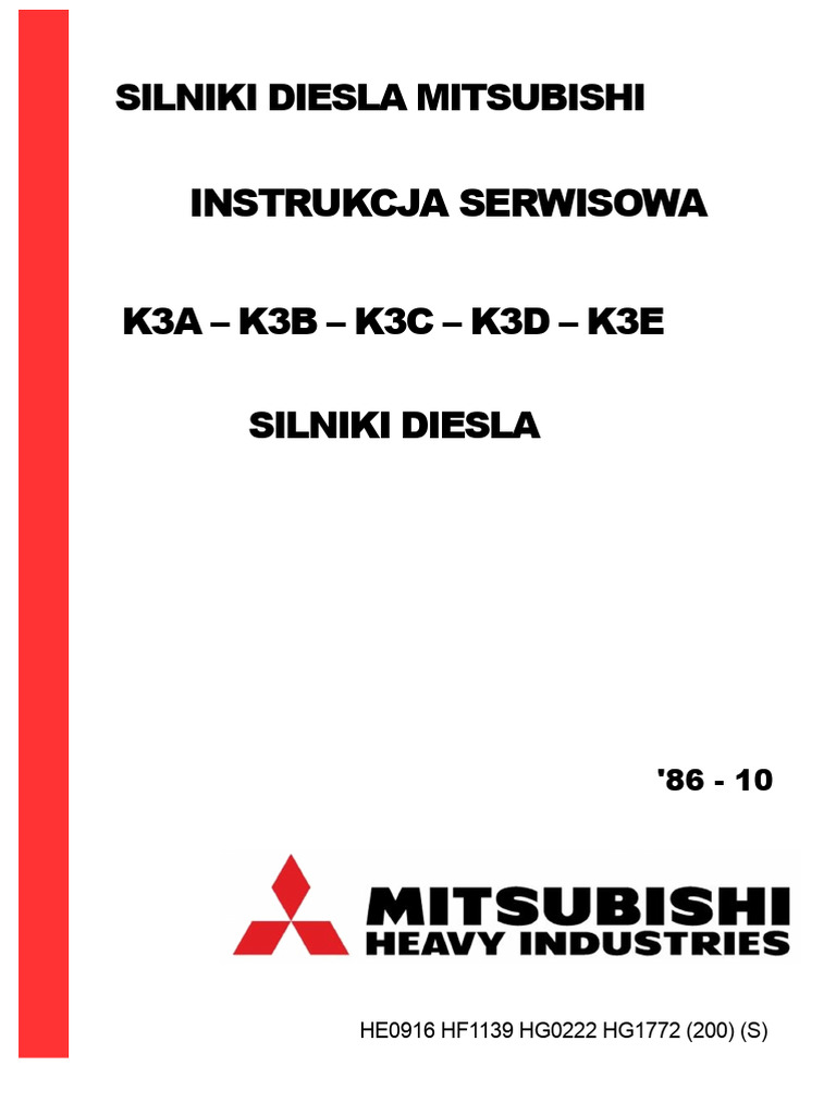 Mitsubishi Silnik K3a K3B K3C K3D K3e Instrukcja Serwisowa | PDF
