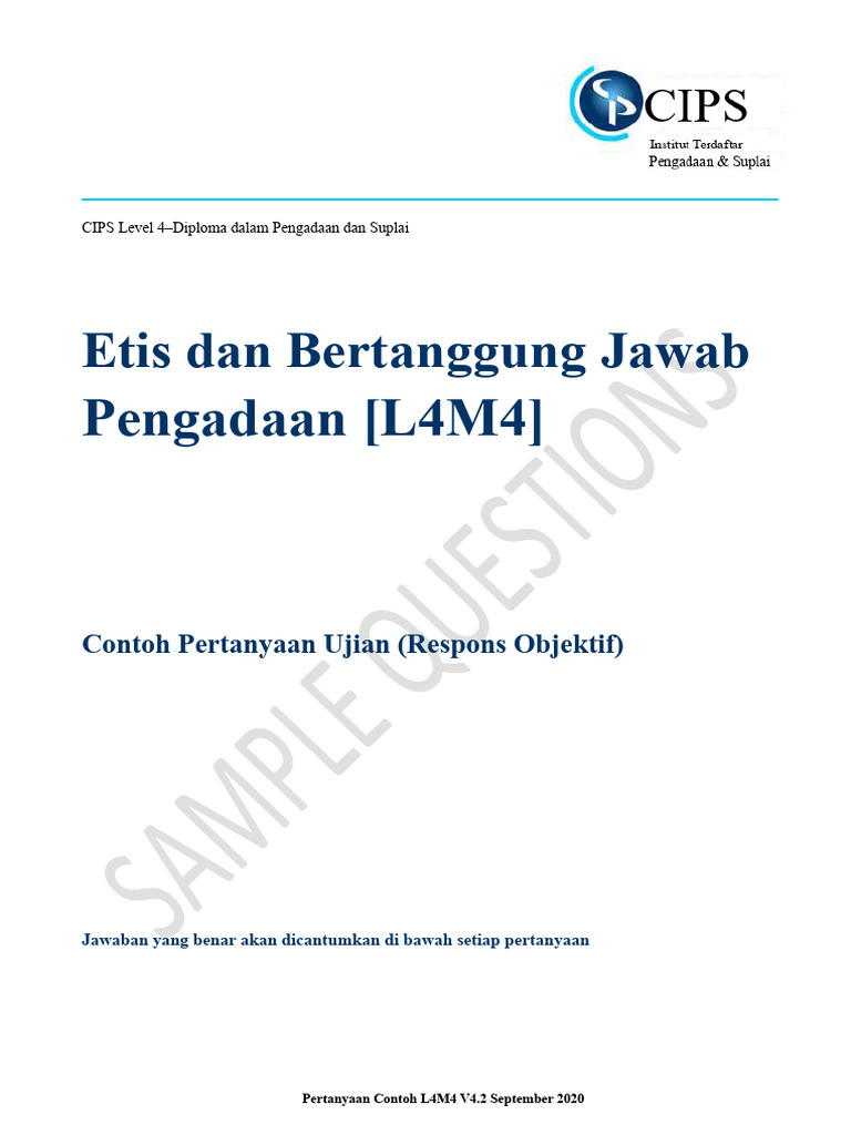 Contoh Soal Ujian CIPS L4M4 Pengadaan | PDF