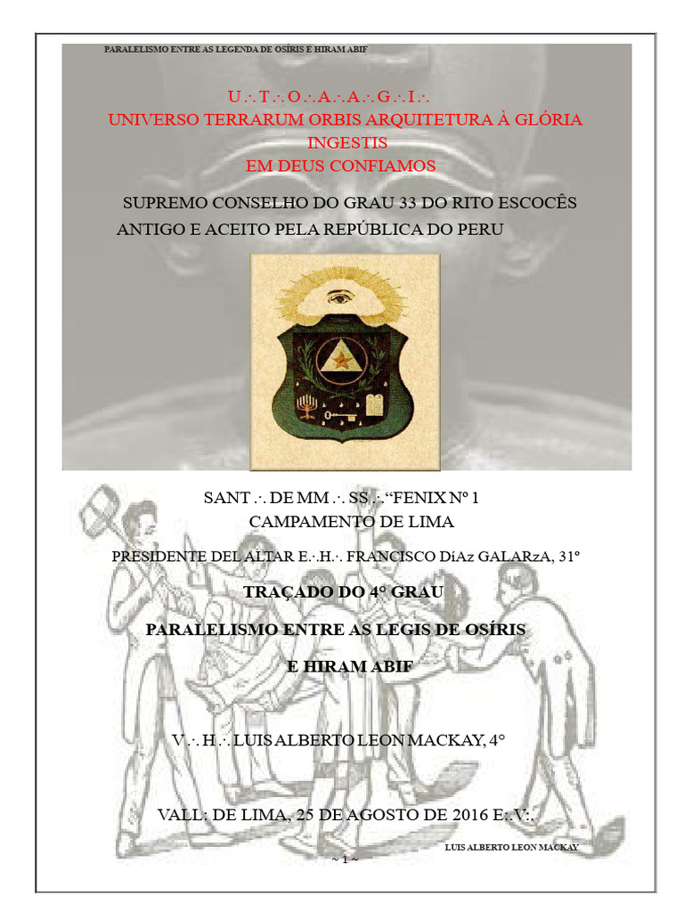 Paralelismo Entre As Lendas de Hiram Abif e Osíris - V. . H. .Luis ...