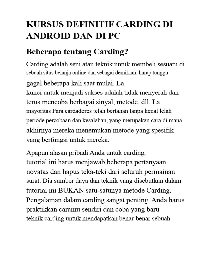Panduan Carding di Android dan PC | PDF