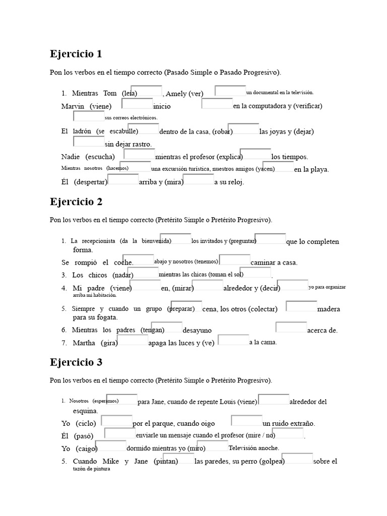 Pasado Simple Pasado Continuo | PDF