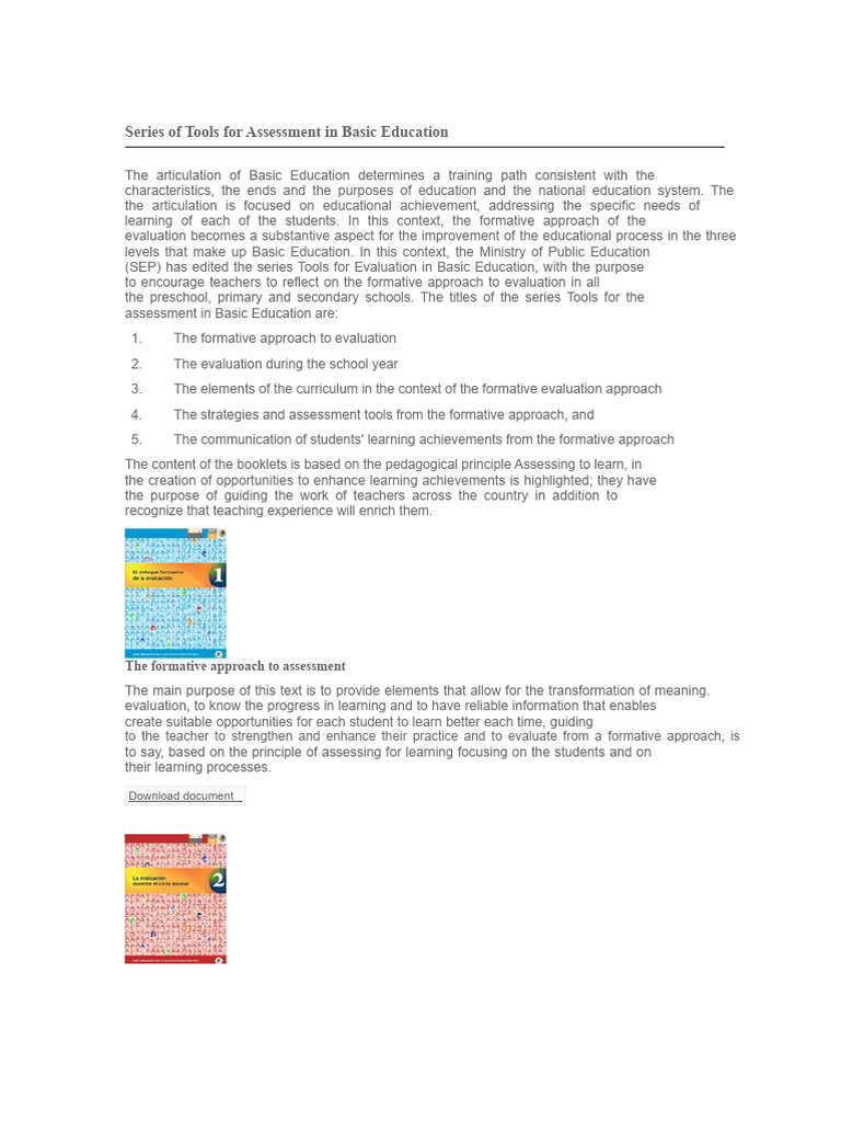 Series of Tools For Evaluation in Basic Education | PDF | Educational ...