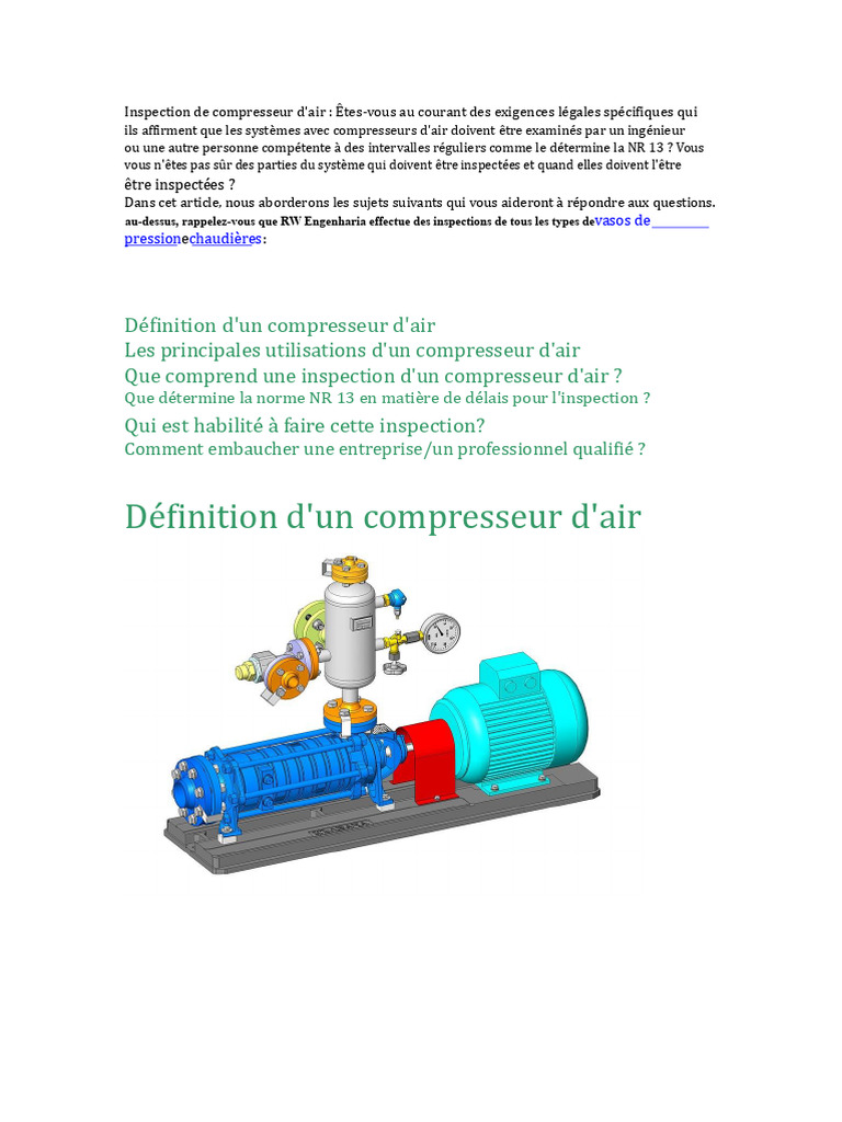 Inspection légale des compresseurs d'air | PDF | Pneumatique (véhicule ...