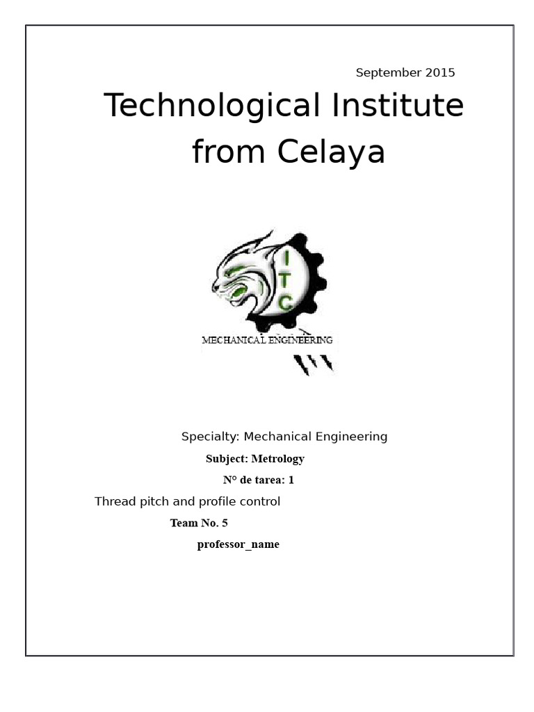 Control of Passage and Thread Profile | PDF | Screw | Tools