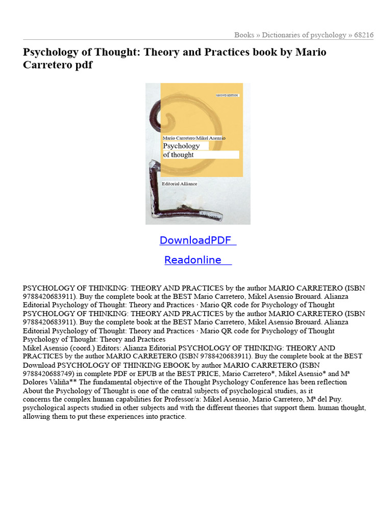 Psychology of Thought by Mario Carretero | PDF