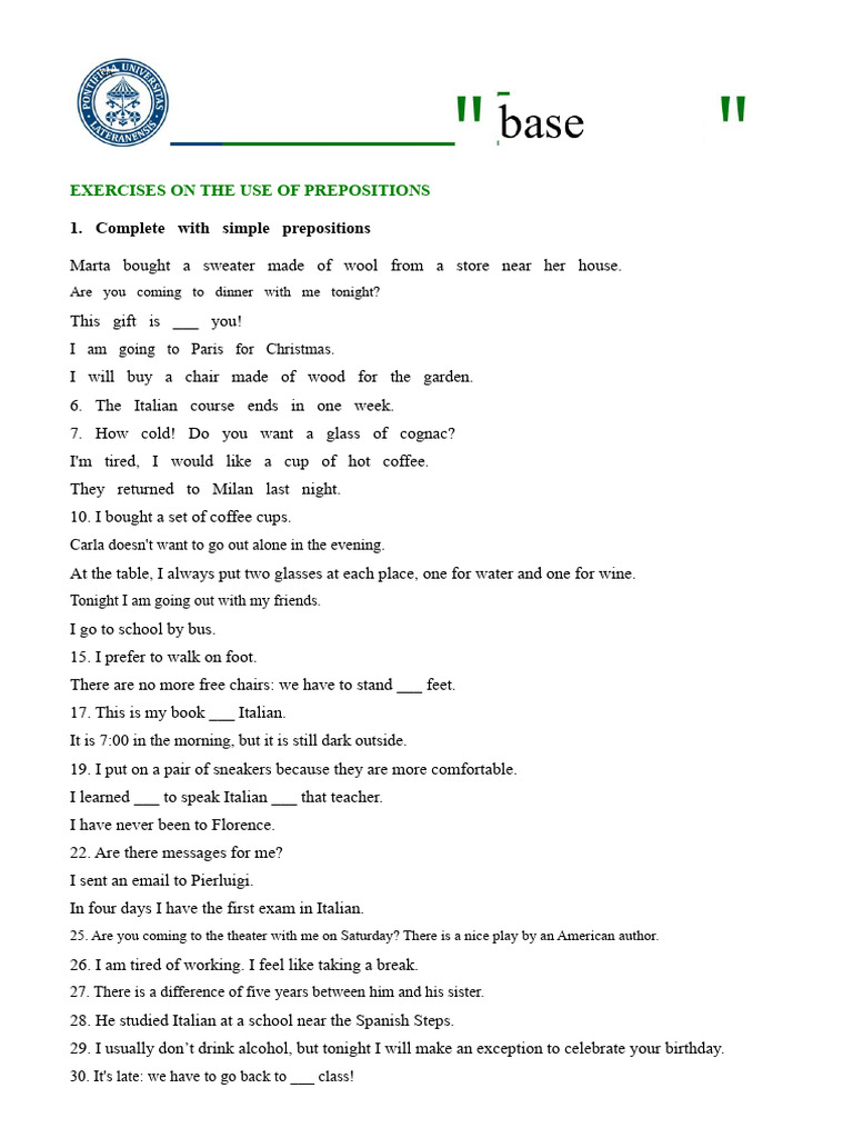Simple Prepositions | PDF