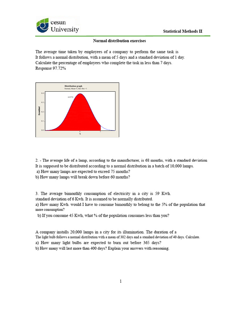 Normal Distribution Exercises - U1 | PDF | Standard Deviation | Normal ...
