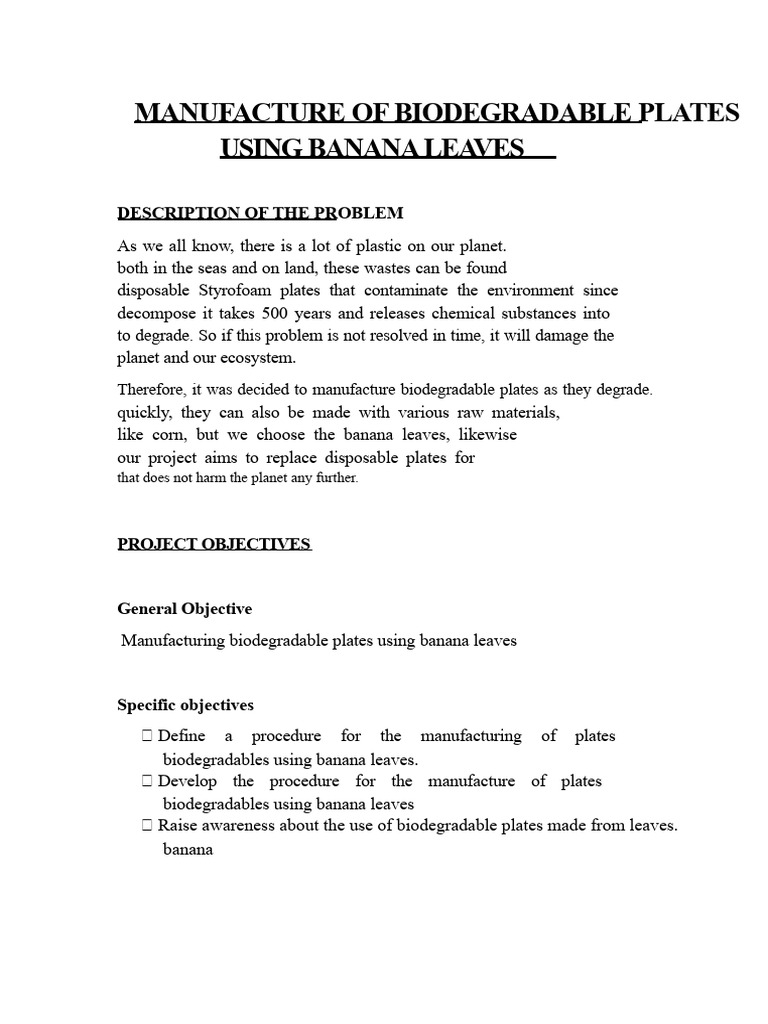 Biodegradable Plates from Banana Leaves | PDF | Biodegradation | Plastic