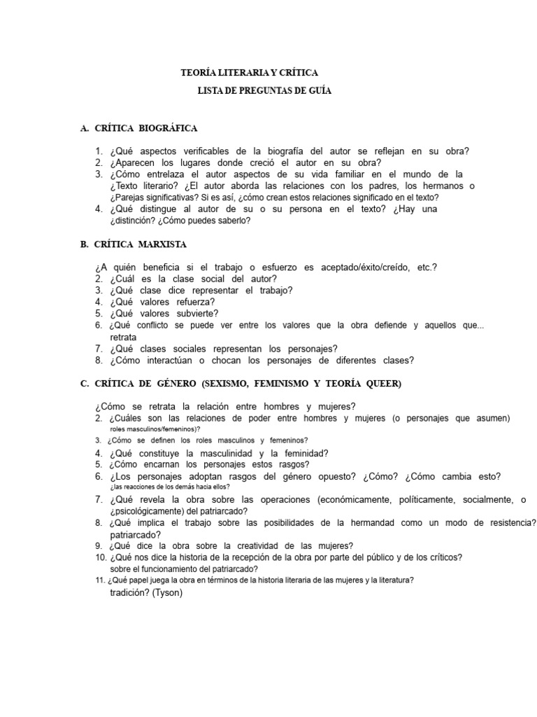 Guía de Crítica Literaria Esencial | PDF | Lesbianas | Autor