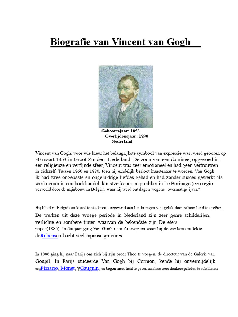 Biografie Van Vincent Van Gogh Joaquin | PDF