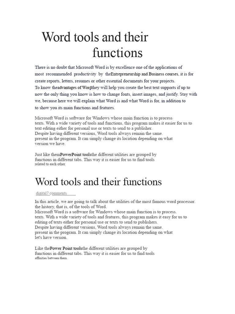 Microsoft Word Tools Overview | PDF | Microsoft Word | Paragraph
