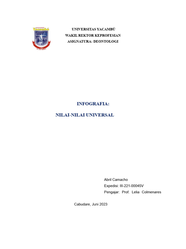 Infografis Dan Laporan Tentang Nilai-Nilai Universal. Deontologi. | PDF