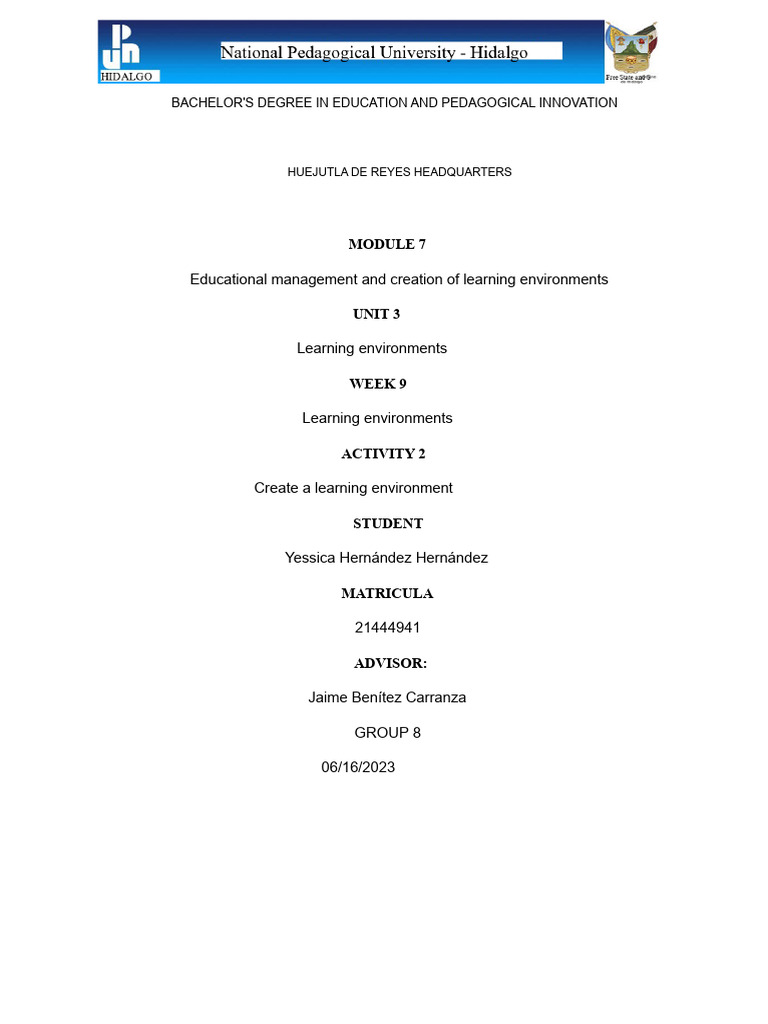 YHH - Create A Learning Environment | PDF