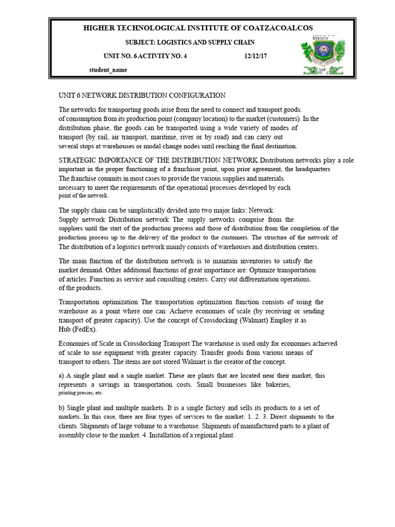 Distribution Network Design in Logistics | PDF | Logistics | Supply Chain