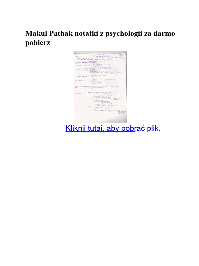 Mukul Pathak Notatki Z Psychologii Do Pobrania Za Darmo | PDF
